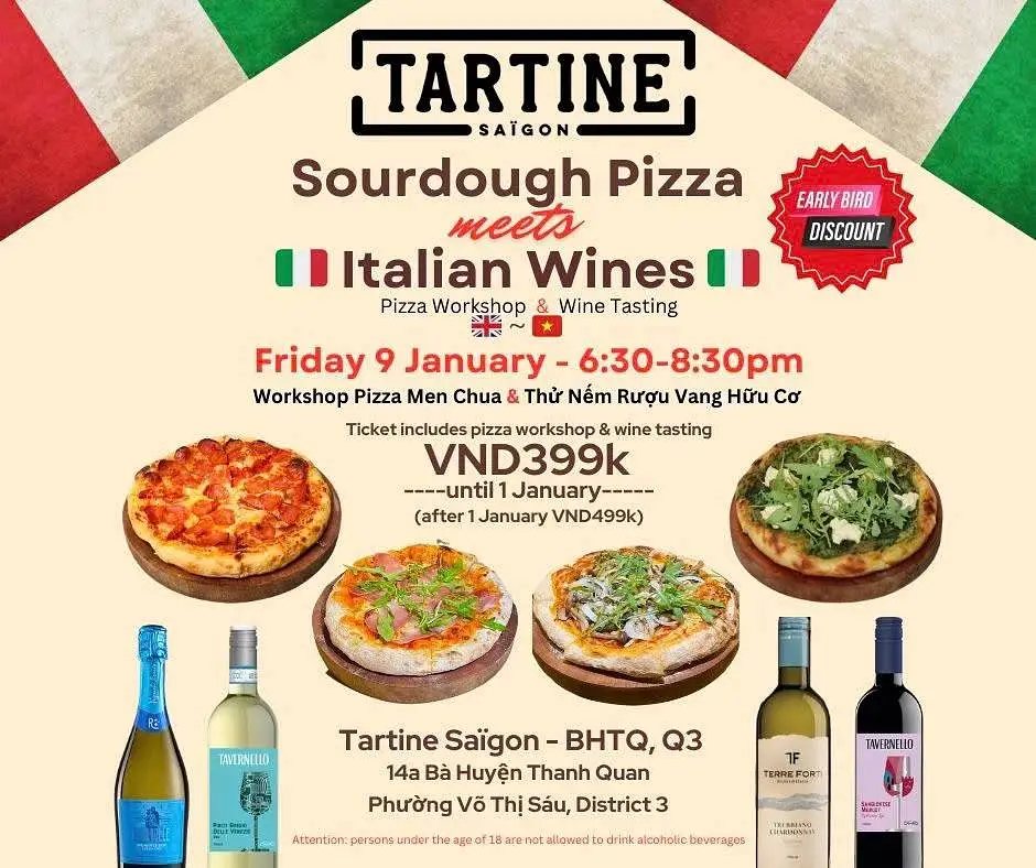 D3 Workshop: Sourdough Pizza & Italian Wine Night! @ Tartine Saigon - Saigoneer