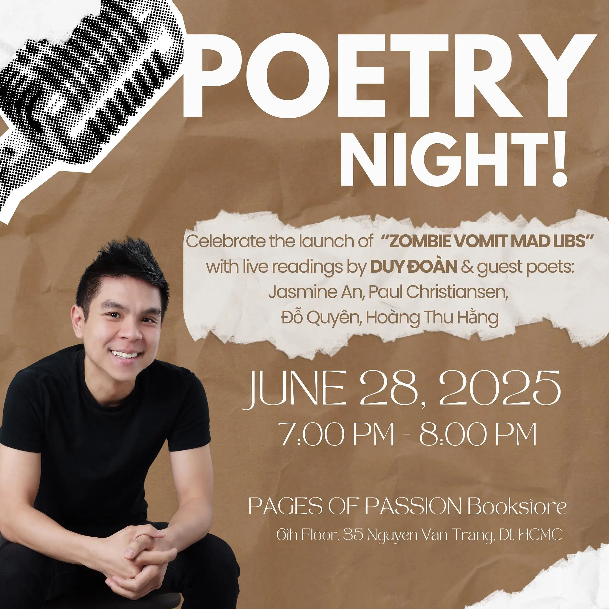 Poetry Night with Duy Đoàn to celebrate 'Zombie Vomit Mad Libs' @ Pages ...